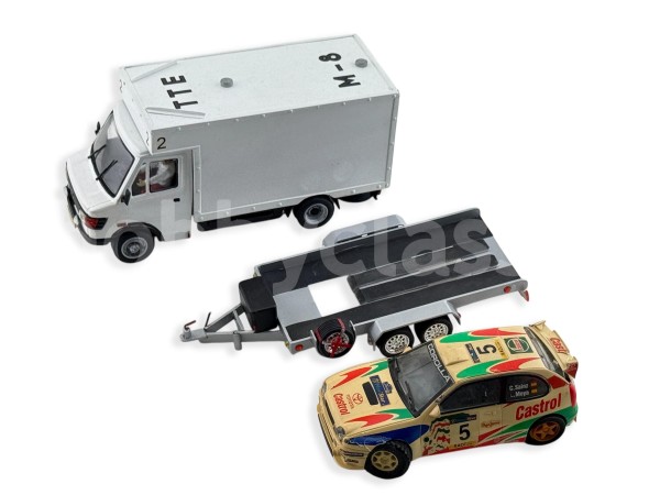 Merces 209D Rally Service Van 1/32 + Remolque Ligero + Toyota Corolla